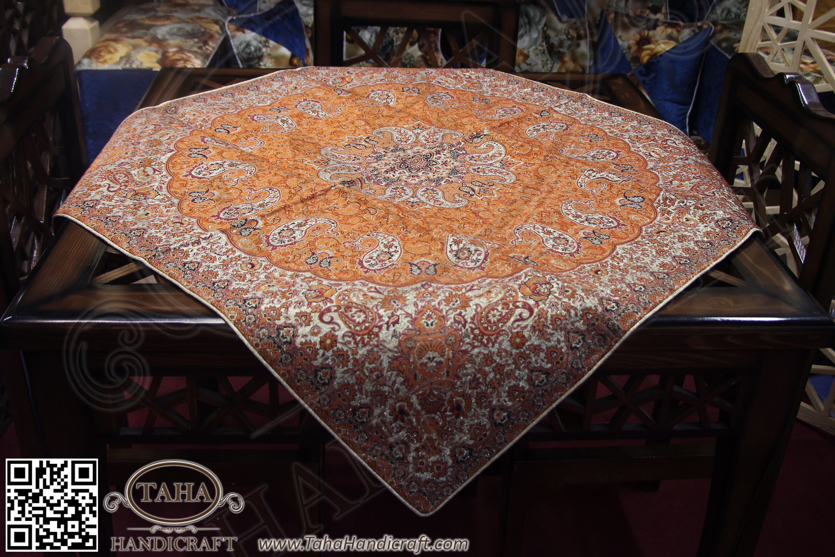 Termeh - Rezaei Sepehr design- Orange 100 cm | Taha Handicraft Shop